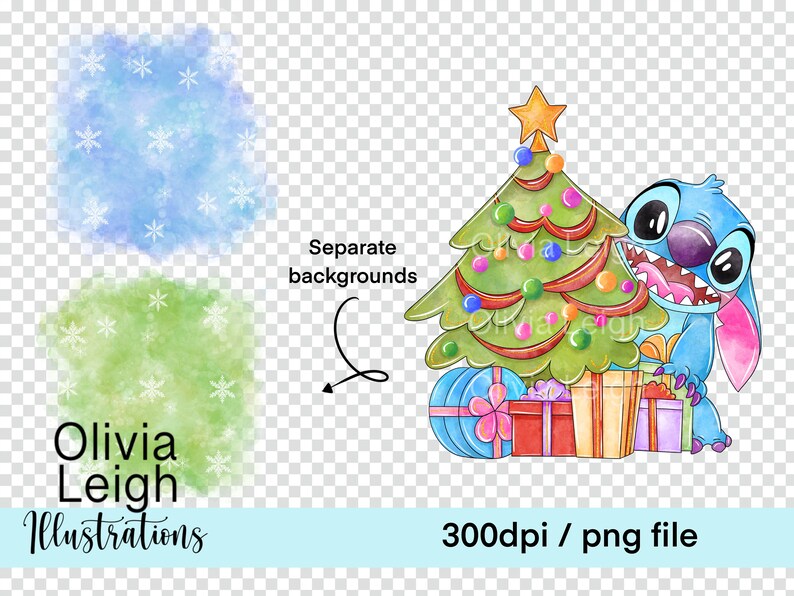 Set of Stitch Cute Christmas Watercolour Nursery - Etsy