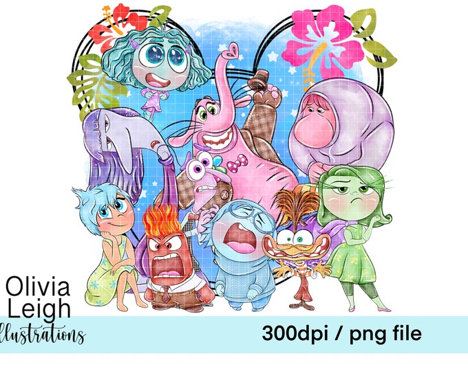 Inside Out Cute Clipart PNG Files Hand Drawn DIGITAL DOWNLOAD Printable ...