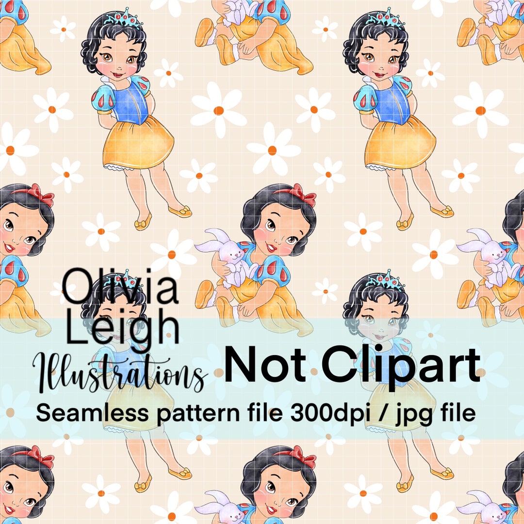 Princess Snow White Toddler Seamless Repeat Pattern. Digital Paper ...