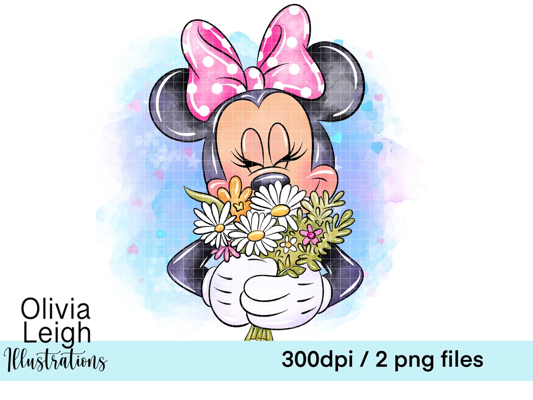 Minnie Mouse Flowers Cute Clipart PNG Files DIGITAL DOWNLOAD Printable ...