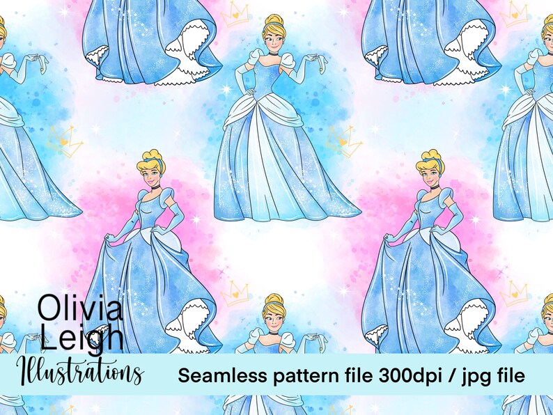 Cute Princess Cinderella Seamless Pattern. Digital Paper. - Etsy