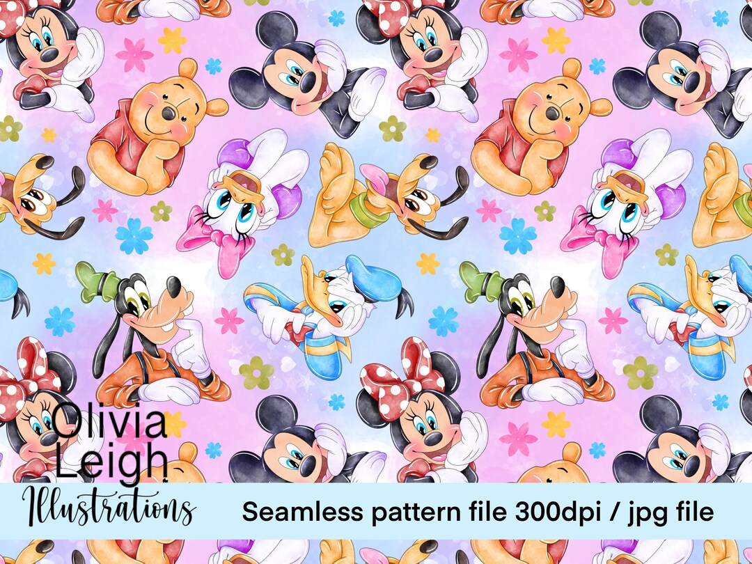 Mickey and Friends Summer Repeat Seamless Pattern. Digital - Etsy