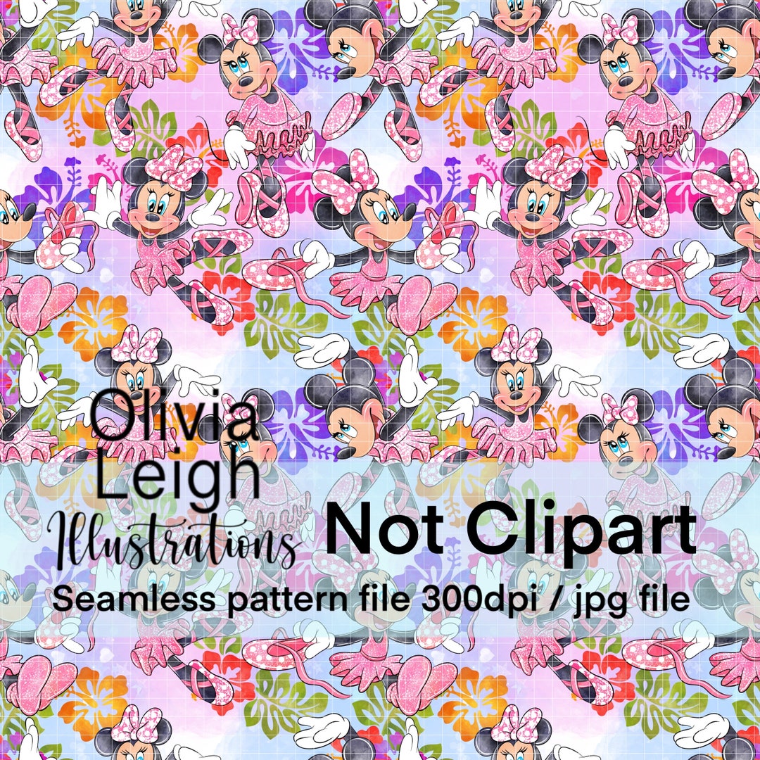 Cute Minnie Mouse Ballerina Repeat Seamless Pattern. Digital Paper ...