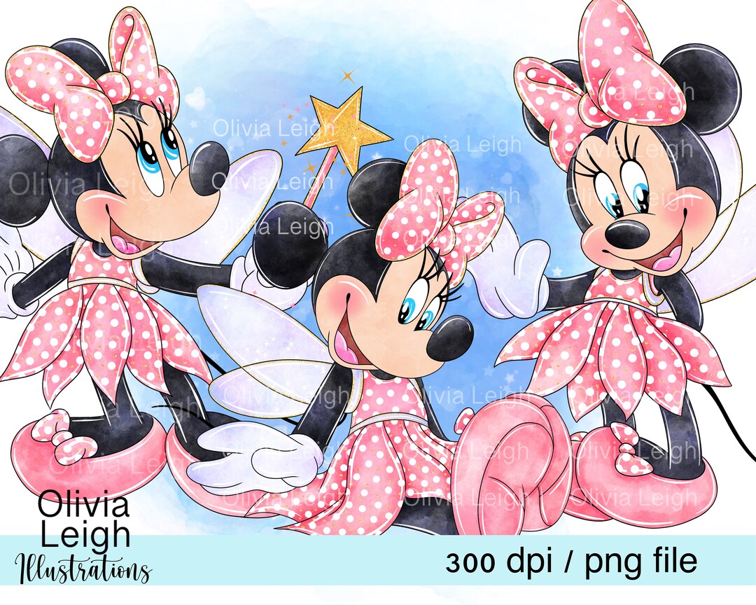 Minnie Mouse Cute Fairies Clipart PNG Files DIGITAL DOWNLOAD Children's ...