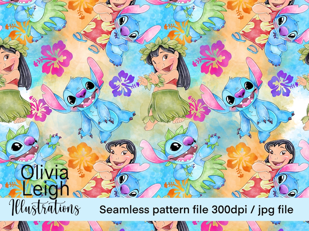 Cute Lilo and Stitch Hula Seamless Pattern. Digital Paper. - Etsy