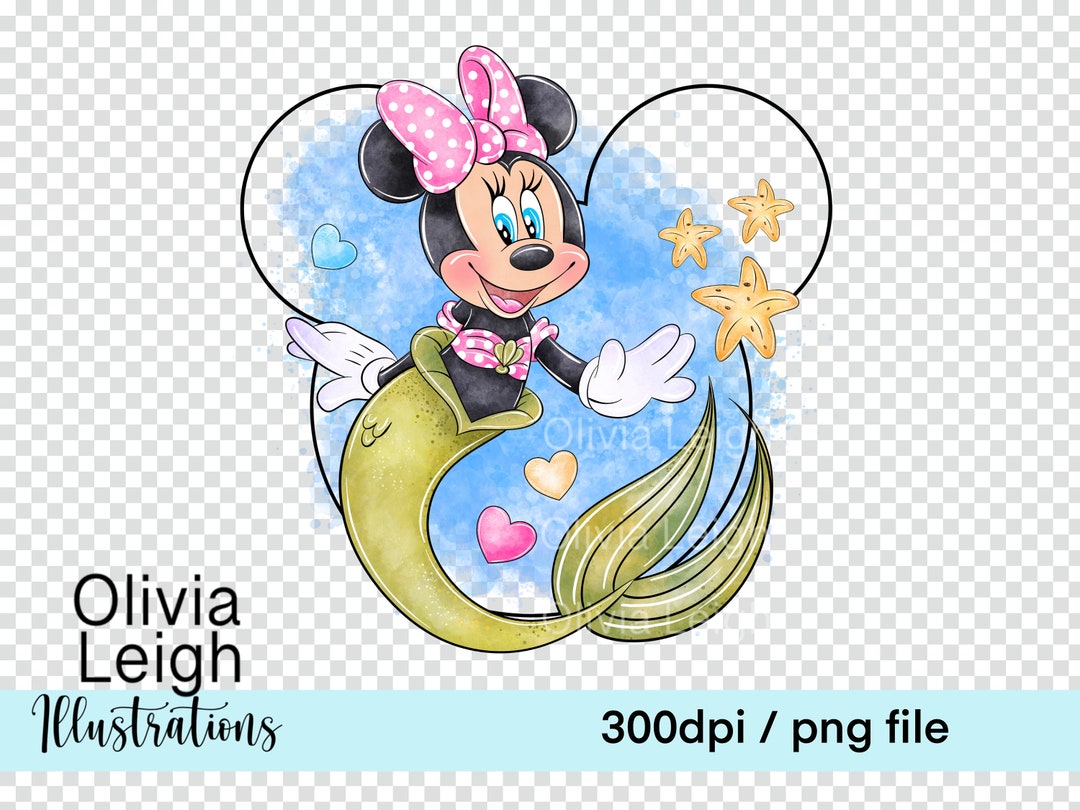 Minnie Mouse Mermaid Cute Beach Clipart Sublimation PNG Files DIGITAL ...