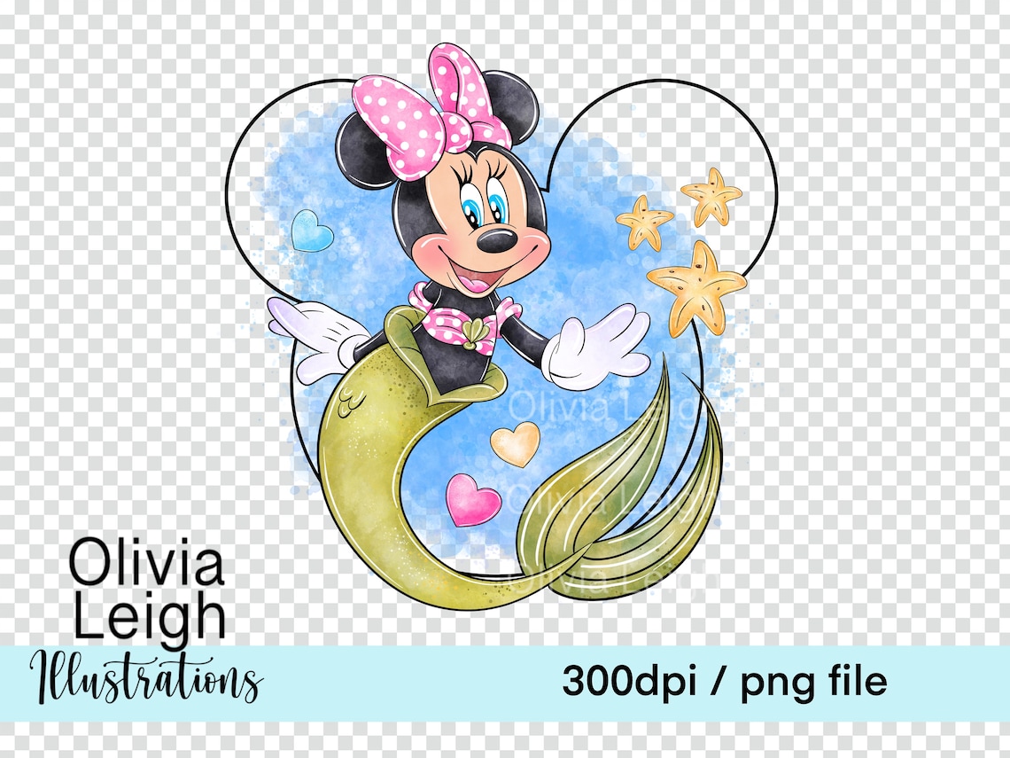 Minnie Mouse Mermaid Cute Beach Clipart Sublimation PNG Files - Etsy