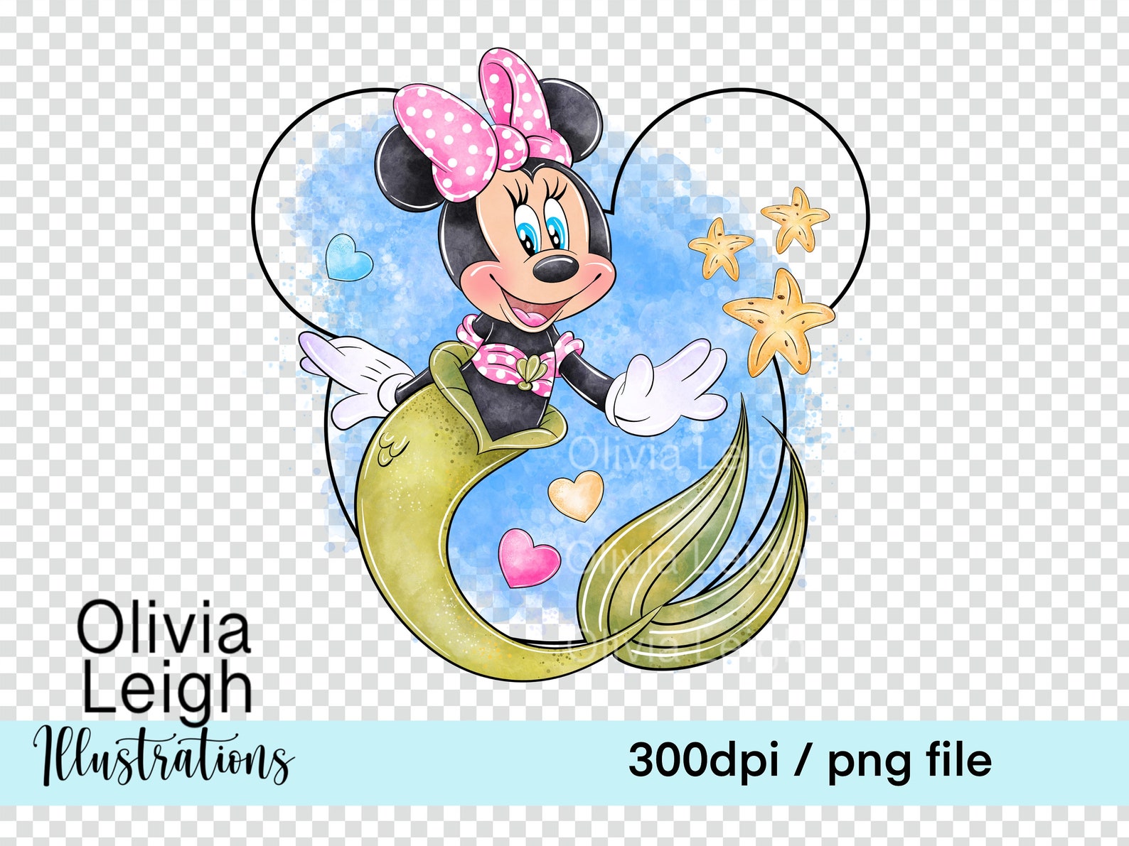 Minnie Mouse Mermaid Cute Beach Clipart Sublimation PNG Files - Etsy