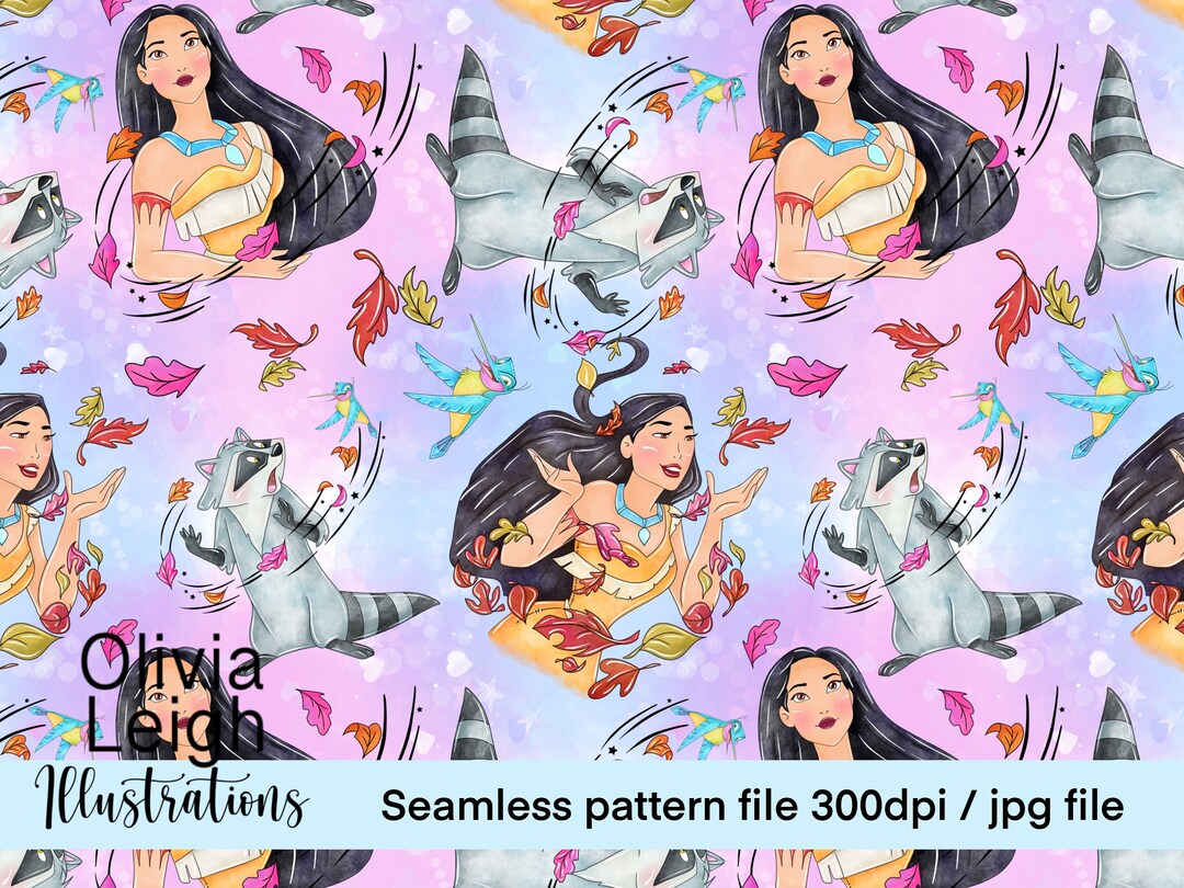 Pocahontas Seamless Pattern. Digital Paper. DIGITAL DOWNLOAD - Etsy