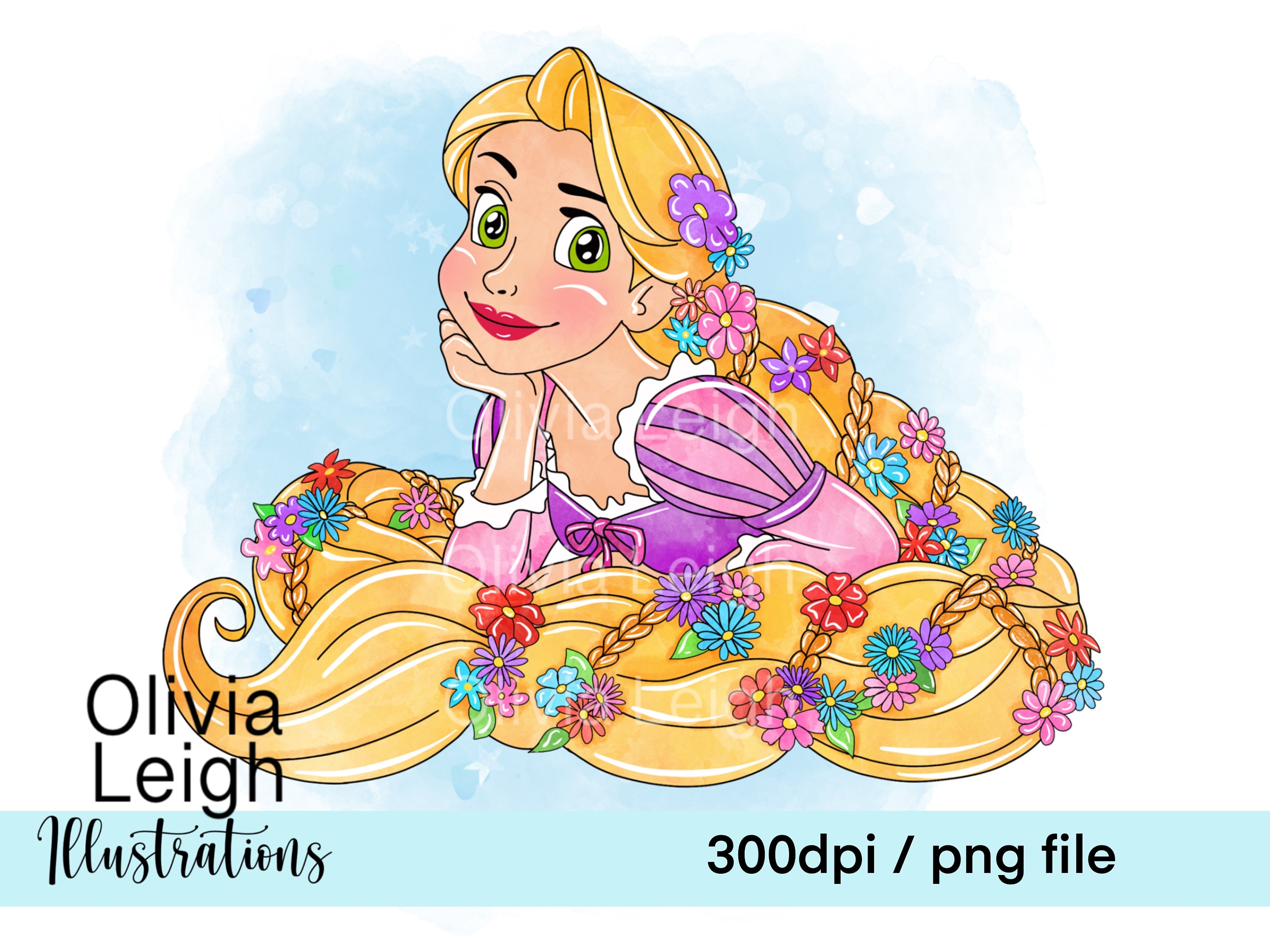 Set of Princess Rapunzel Tangled Cute Clipart PNG Files - Etsy