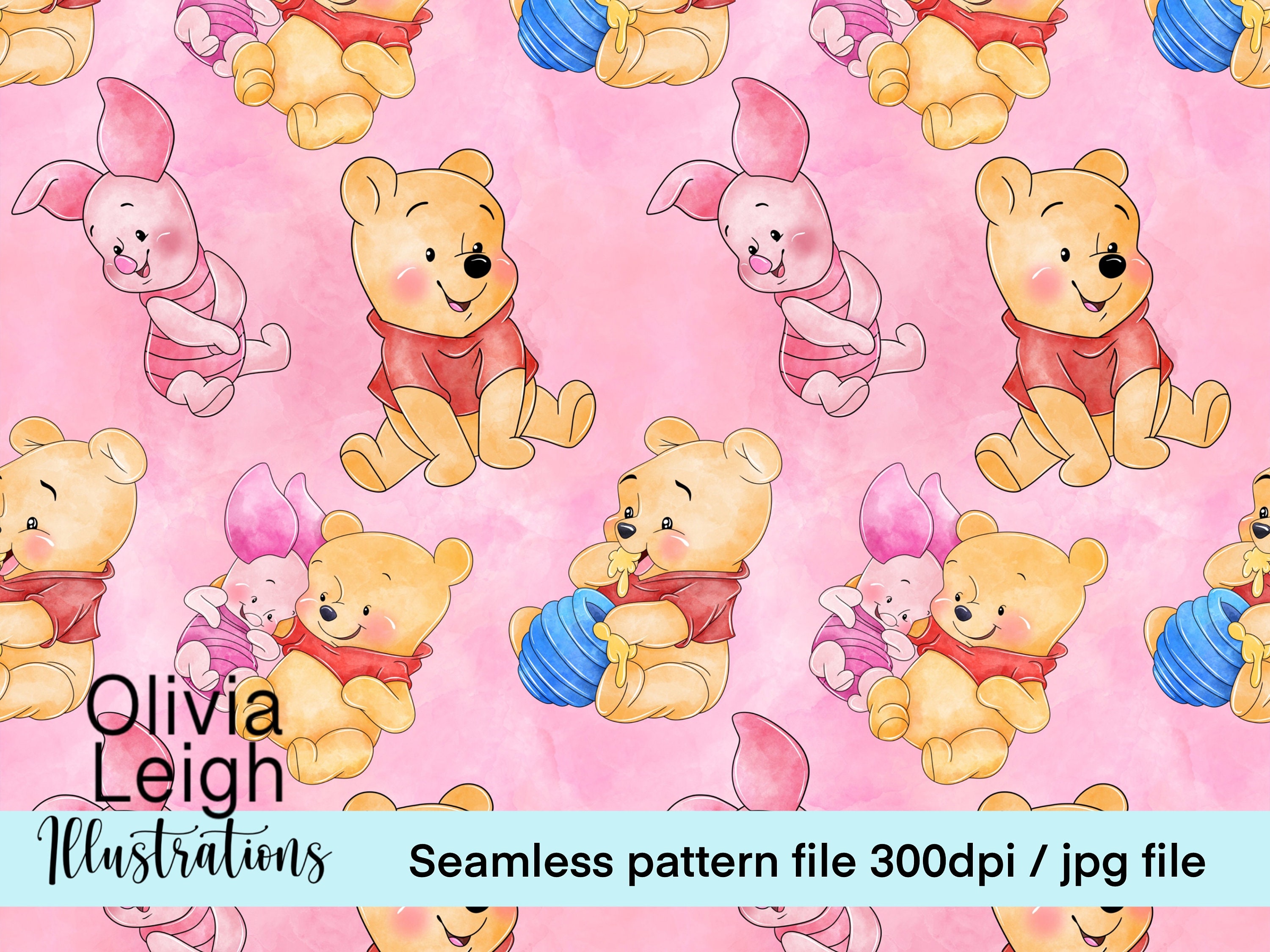 Cute Baby Winnie the Pooh and Piglet Seamless Pattern. Digital - Etsy