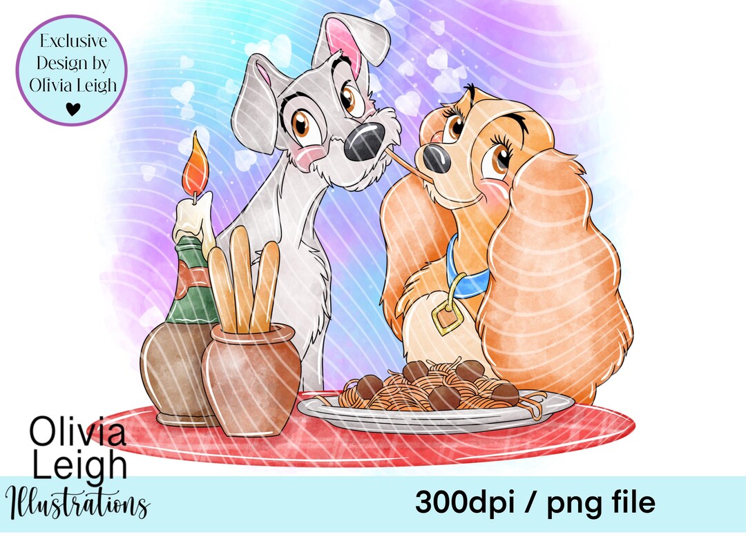 Cute the Lady and the Tramp Clipart Sublimation PNG Files DIGITAL ...
