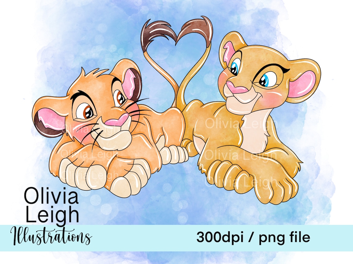 The Lion King Simba and Nala Cute Valentines Clipart PNG Files - Etsy ...