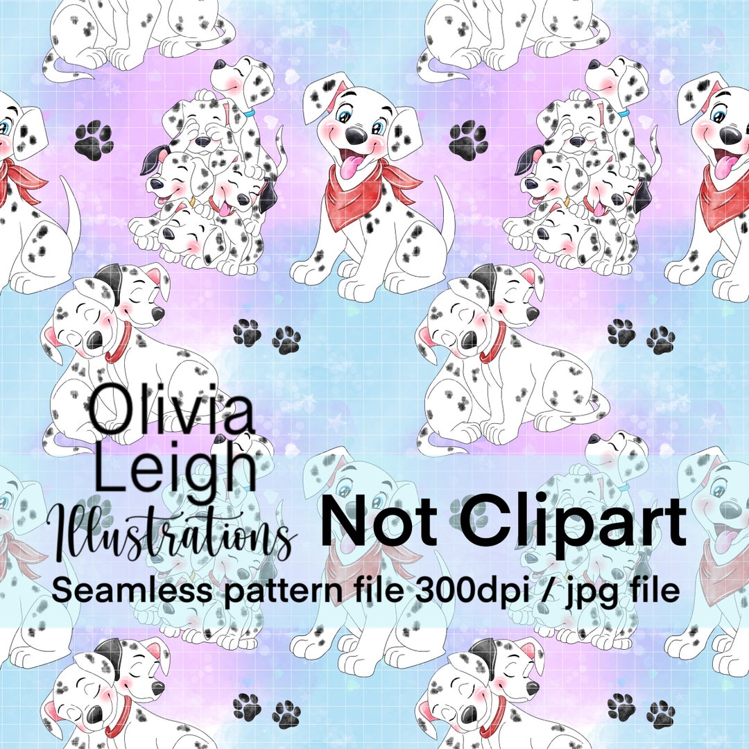 Cute 101 Dalmatians Puppy Dog Print Seamless Pattern. Digital Paper ...