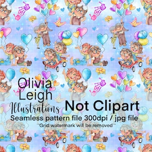 Carl and Ellie Balloons Floral Cute Seamless Pattern. Digital Paper ...