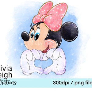 Set of Minnie Mouse Heart Print Cute Clipart PNG Files DIGITAL DOWNLOAD ...