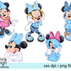 Set of Minnie Mouse Star Print Cute Clipart PNG Files DIGITAL DOWNLOAD ...