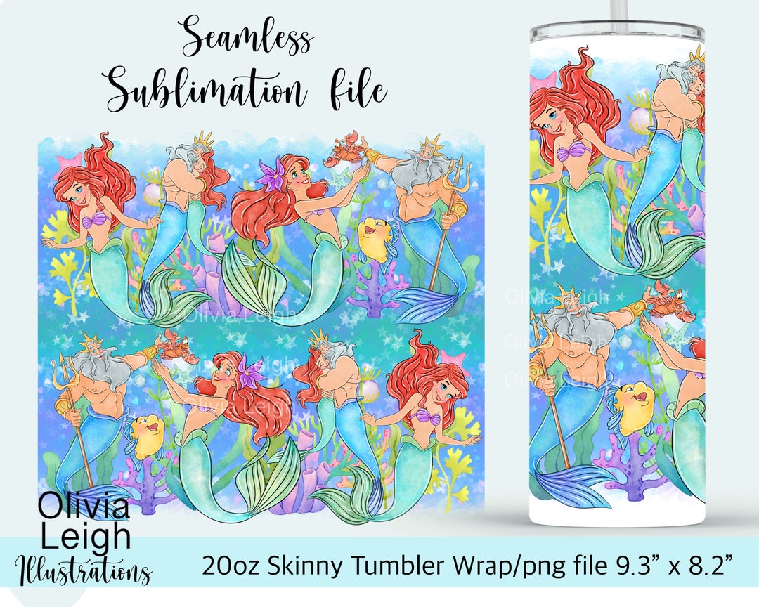 Princess Ariel the Little Mermaid Sublimation Design Wrap PNG File ...