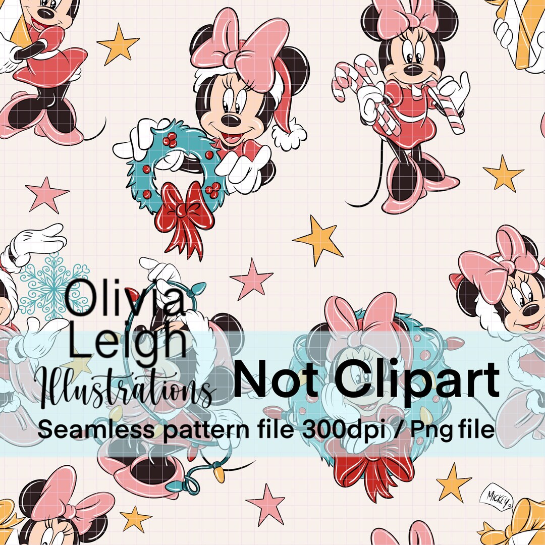 Cute Minnie Mouse Christmas Seamless Repeat Pattern. Larger Scale ...