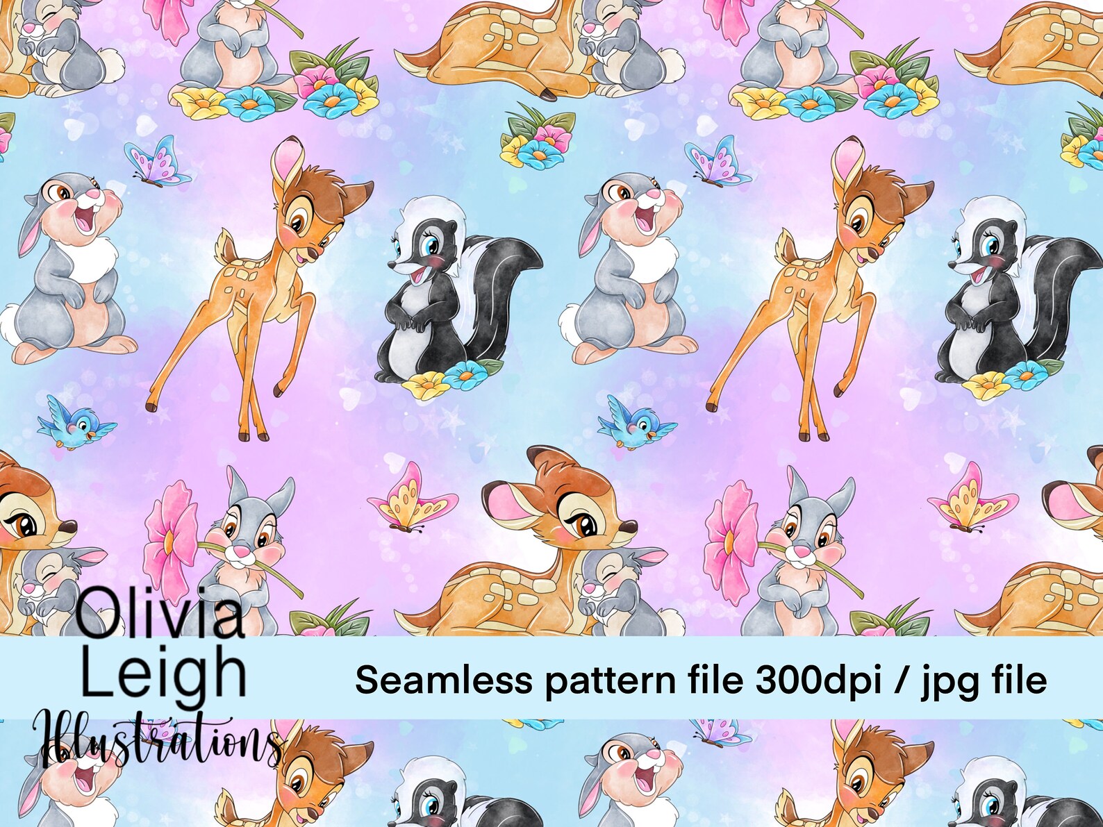 Bambi Cute Seamless Pattern. Digital Paper. DIGITAL DOWNLOAD - Etsy