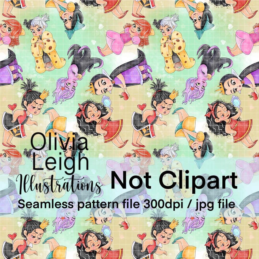 Cute Toddler Baby Princess Seamless Pattern. Villains Digital Paper ...