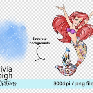 Princess Ariel Cute Collage Print Clipart PNG Files DIGITAL DOWNLOAD ...
