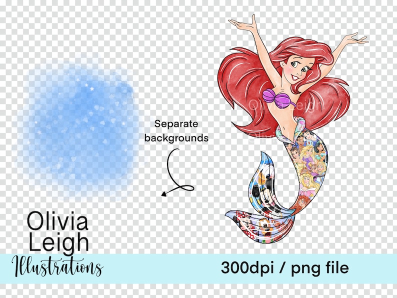 Princess Ariel Cute Collage Print Clipart PNG Files DIGITAL - Etsy