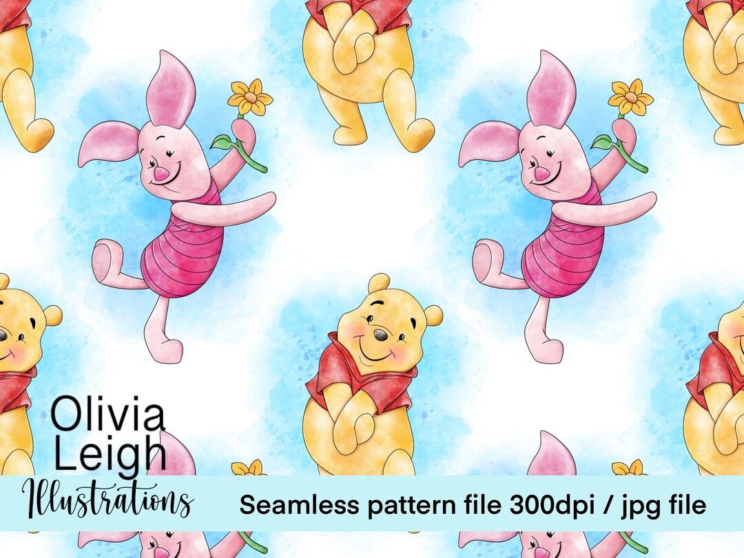 Winnie the Pooh and Piglet Cute Seamless Pattern. Digital - Etsy