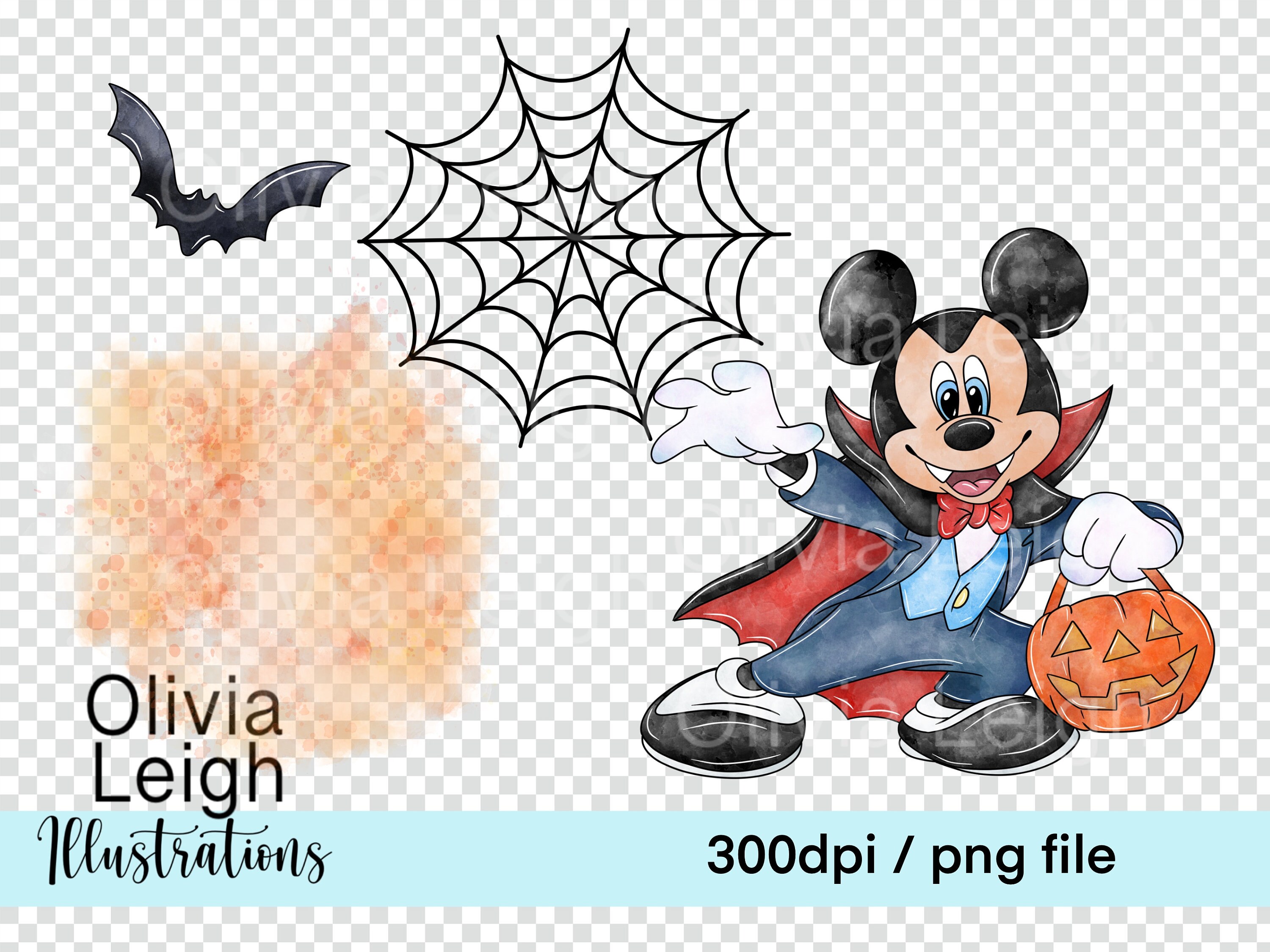 Mickey Mouse Halloween Cute Clipart PNG Files DIGITAL DOWNLOAD ...