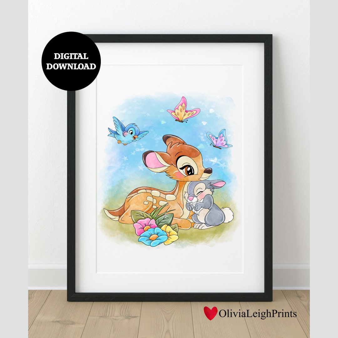 Bambi and Friends Watercolour Word Art Quote Print-wall Art-gift ...