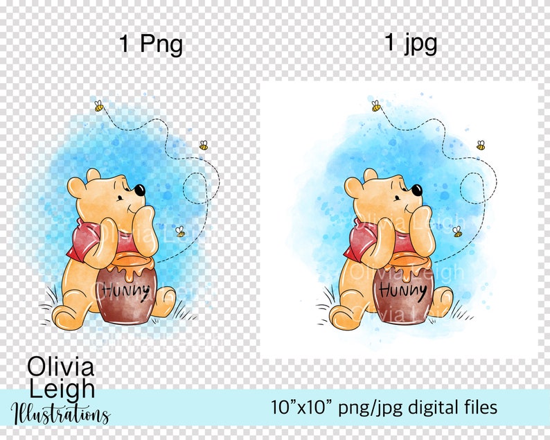 Cute Winnie the Pooh Clipart Sublimation PNG Files DIGITAL - Etsy