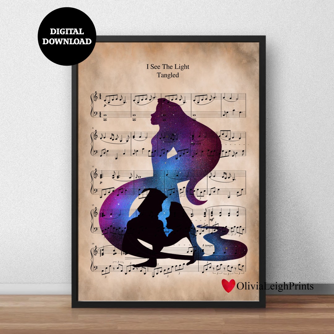 Princess Rapunzel Tangled Poster Music Sheet Print-wall Art-gift ...
