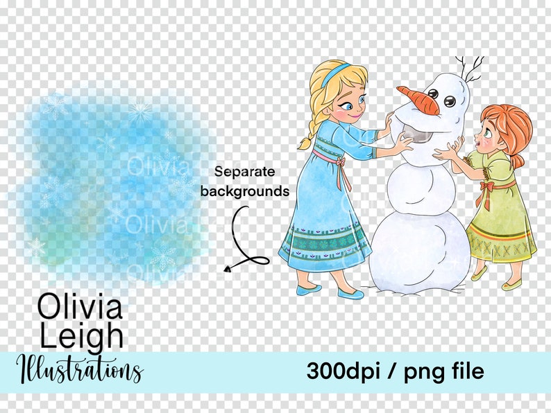 Princess Elsa and Anna Frozen Christmas Cute Clipart PNG Files - Etsy