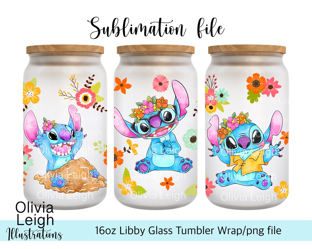 Cute Stitch Cup Wrap PNG File DIGITAL DOWNLOAD Printable 16oz Glass ...
