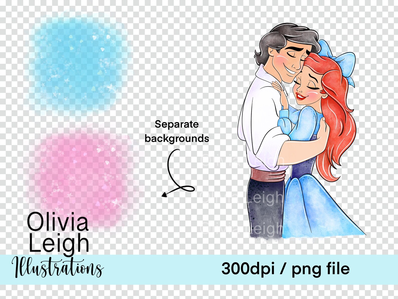 La princesse Ariel sirène plage Clipart mignon ensemble fichiers PNG ...