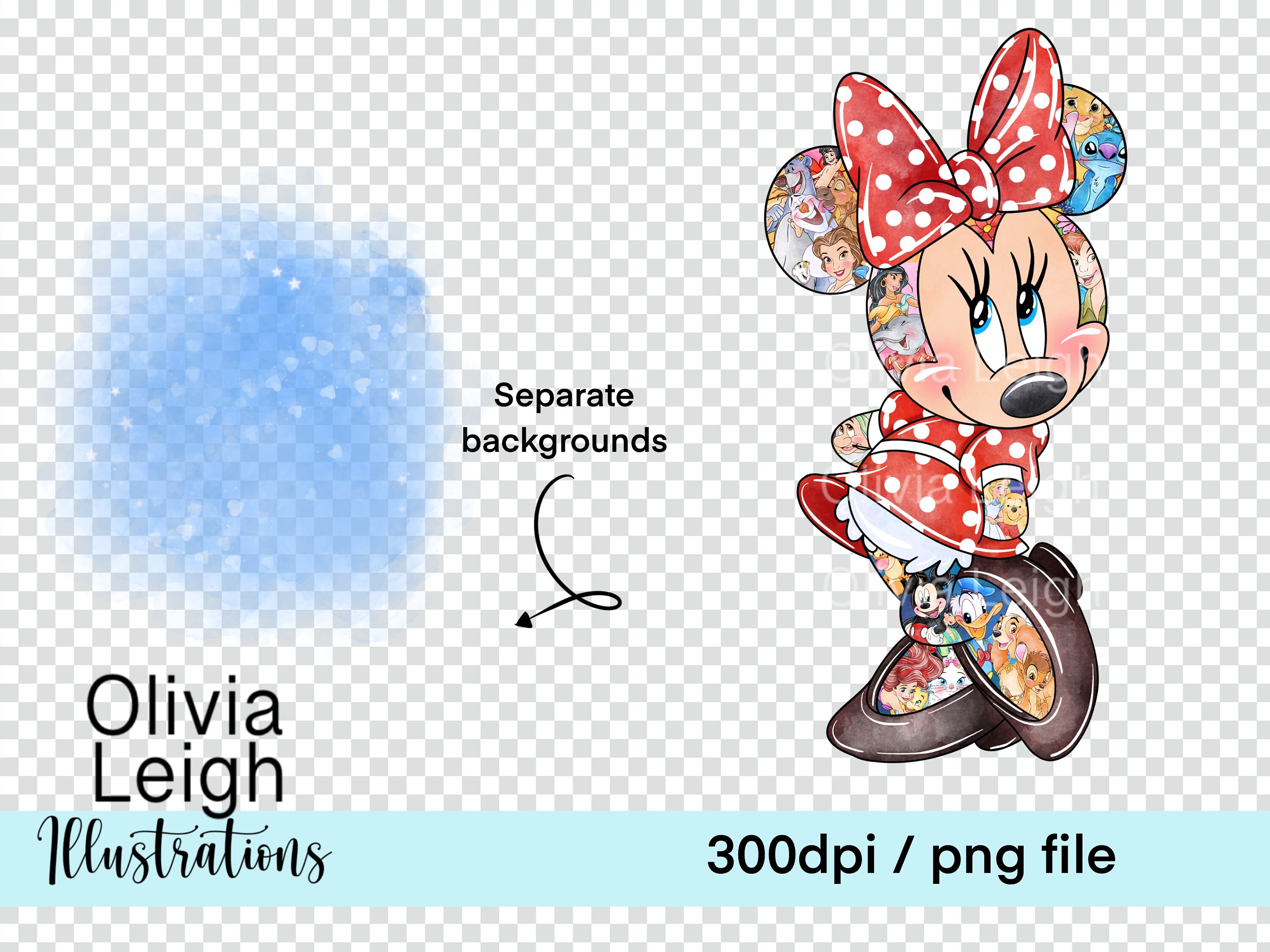 Minnie Cute Collage Print Clipart PNG Files DIGITAL DOWNLOAD Childrens ...