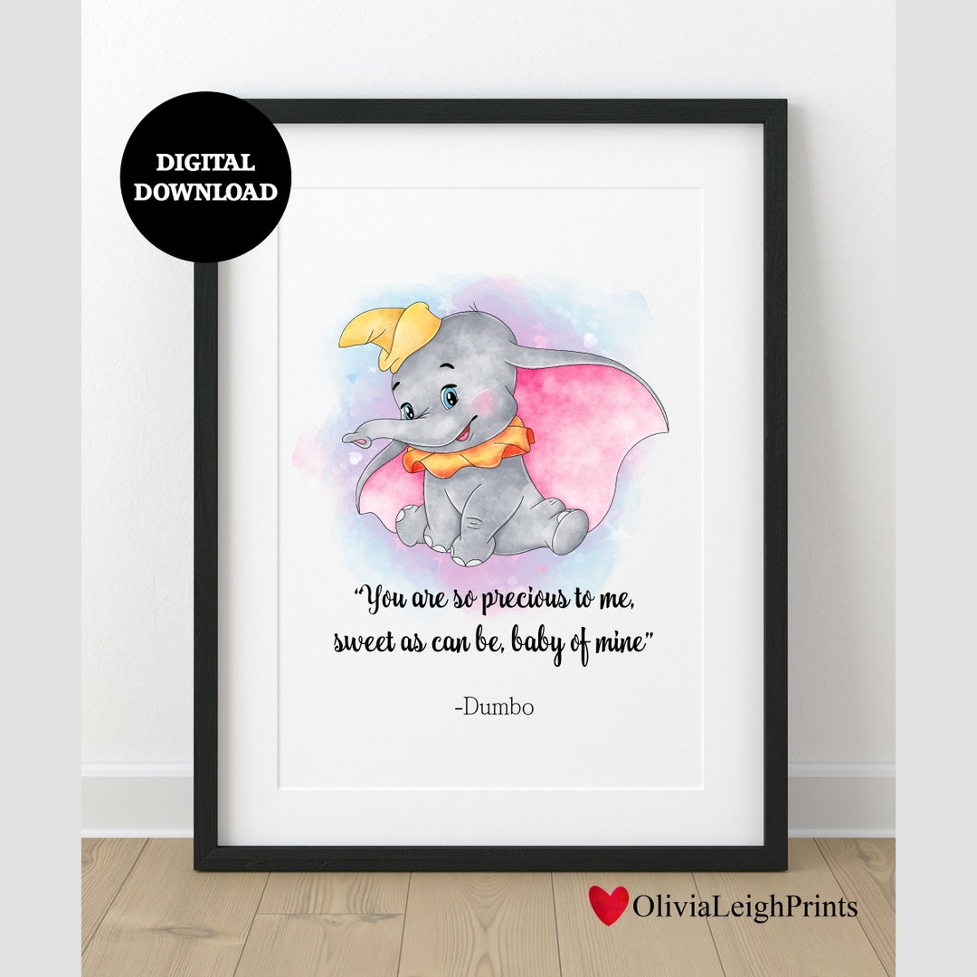 Dumbo Watercolour Word Art Quote Print-wall Art, Nursery Children's ...