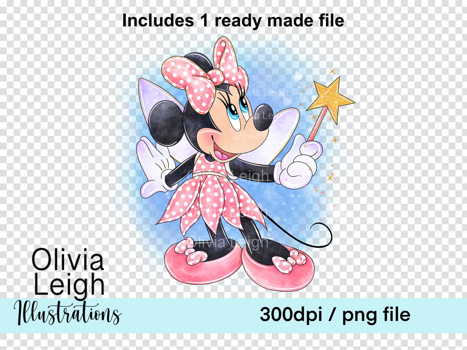 Minnie Mouse Cute Fairies Clipart PNG Files DIGITAL DOWNLOAD Children's ...
