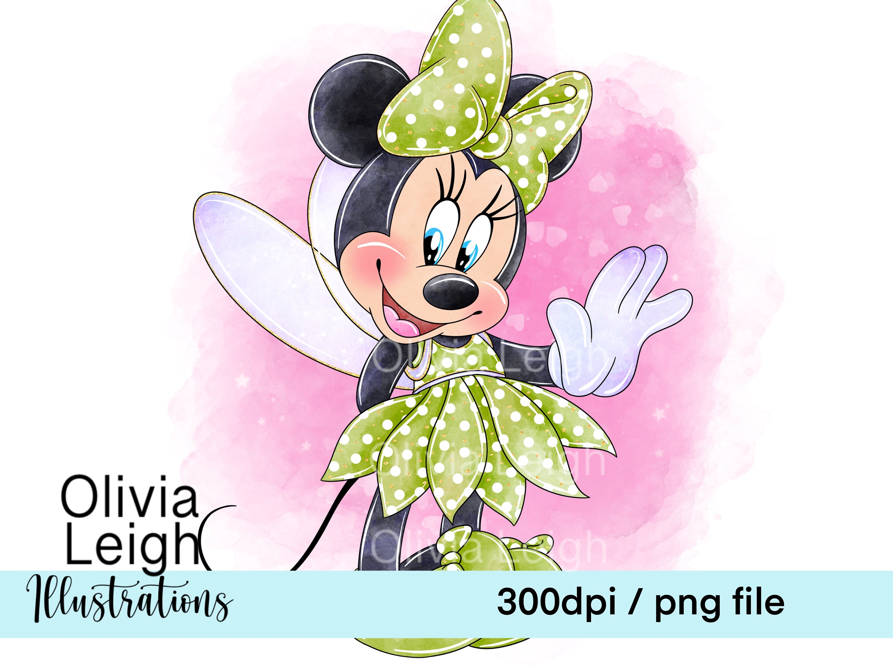 Minnie Mouse Cute Fairies Clipart PNG Files DIGITAL DOWNLOAD Children's ...