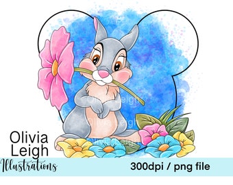 Cute Thumper Sketch Clipart Sublimation Design Digital Download PNG JPG ...