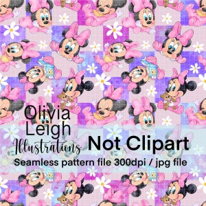 Baby Minnie Mouse Toddler Seamless Repeat Pattern. Digital Paper ...