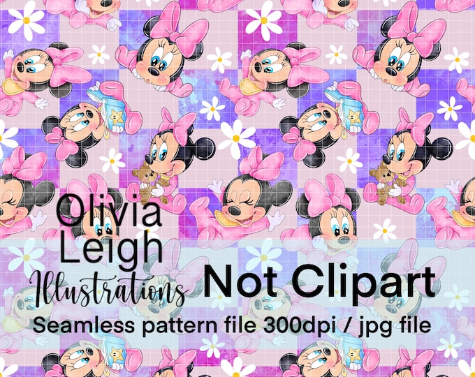 Baby Minnie Mouse Toddler Seamless Repeat Pattern. Digital Paper ...