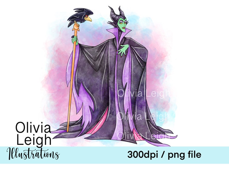 Princess Villain Maleficent Cute Clipart PNG Files DIGITAL DOWNLOAD ...