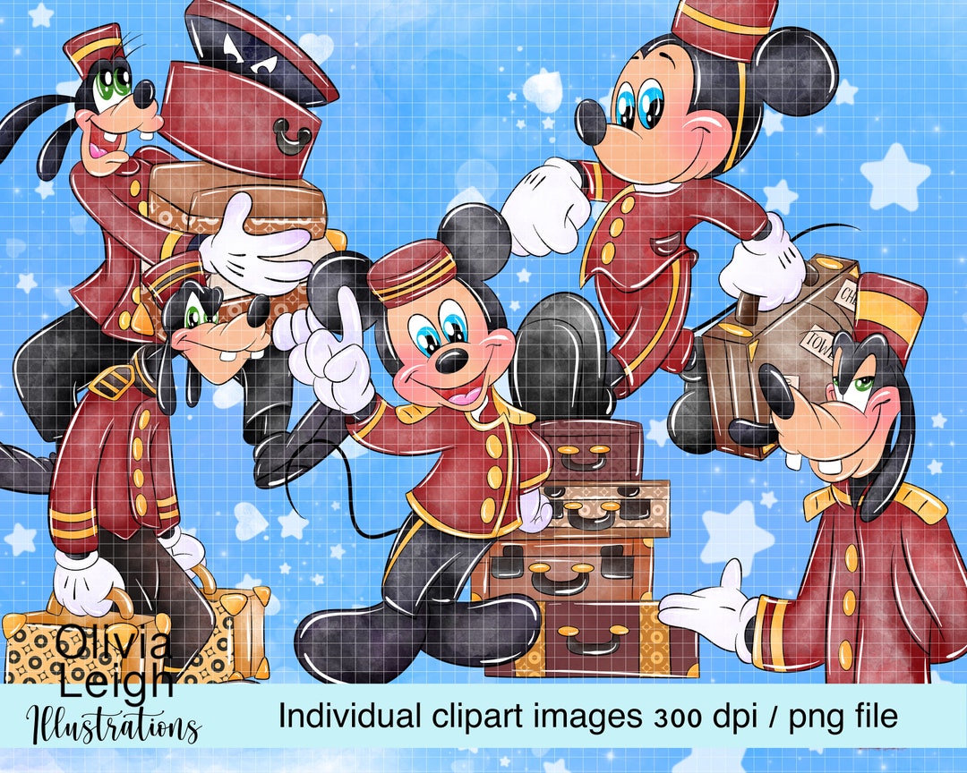 Cute Mickey and Goofy Haunted Mansion Clipart Set PNG Files Hand Drawn ...