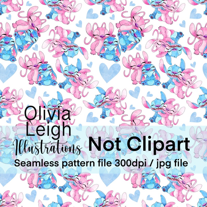 Cute Stitch and Angel Seamless Pattern. Digital Paper. DIGITAL - Etsy