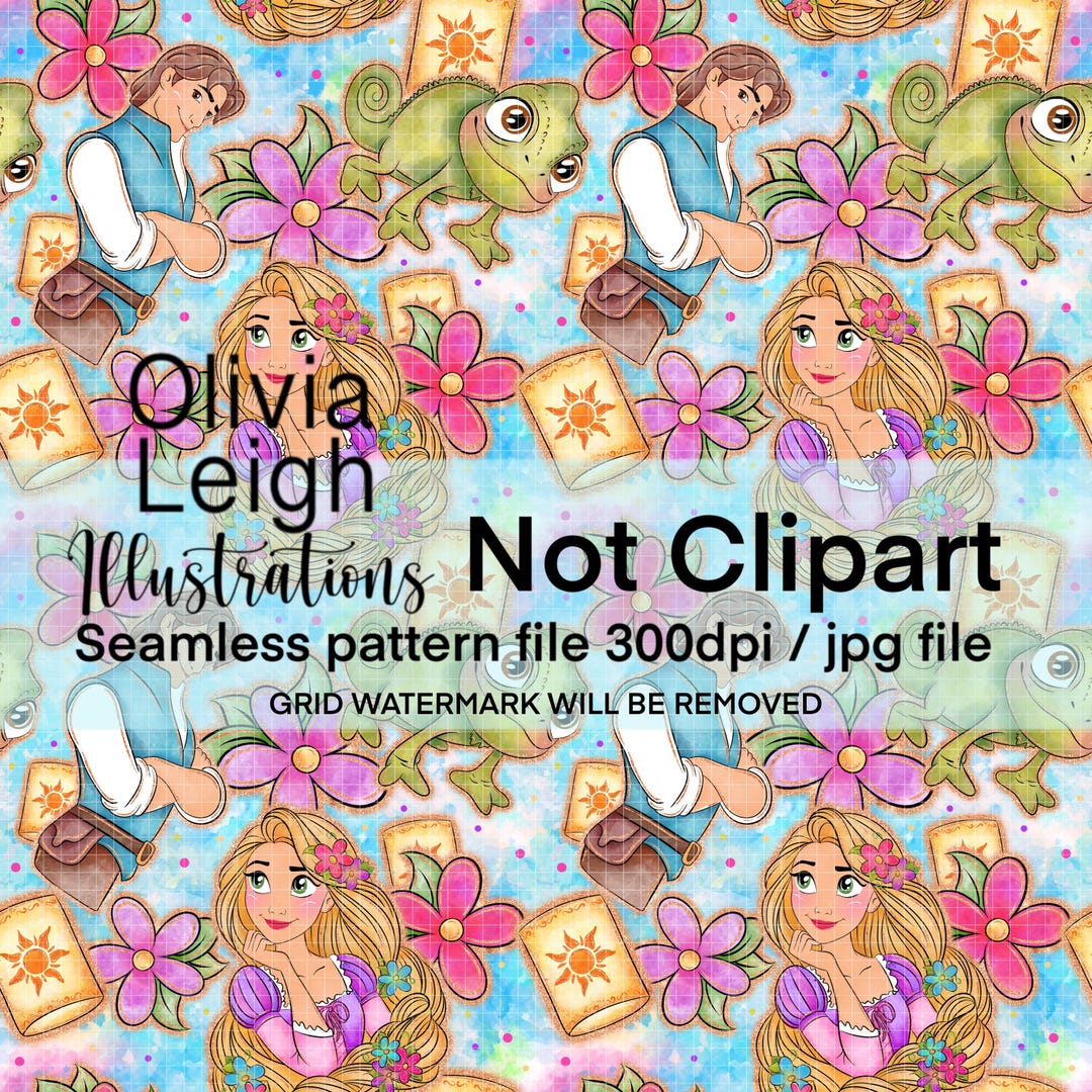 Princess Rapunzel, Tangled, Seamless Repeat Pattern. Digital Paper ...