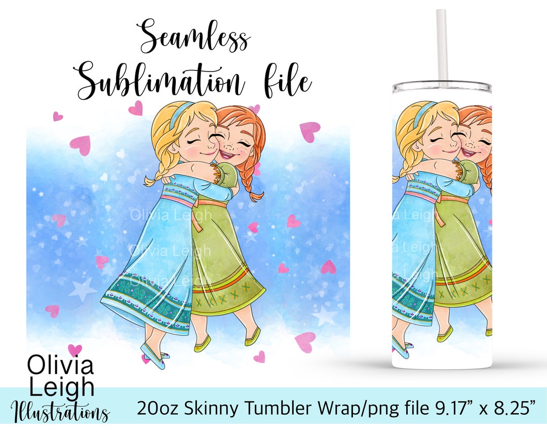 Princess Elsa and Anna Sublimation Design Wrap PNG File DIGITAL ...