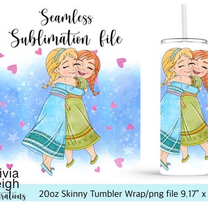 Princess Elsa and Anna Sublimation Design Wrap PNG File DIGITAL ...