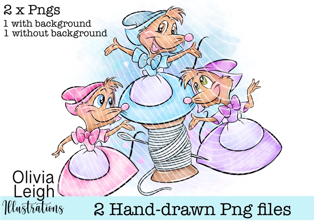 Princess Cinderella, Mice, Mouse, Cute Clipart PNG Files DIGITAL ...