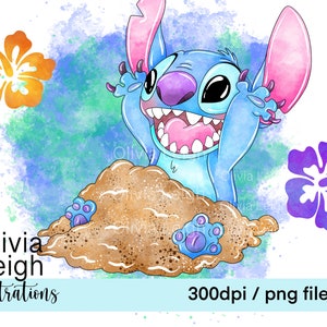 Set of Stitch Summer Clipart PNG Files DIGITAL DOWNLOAD Printable - Etsy